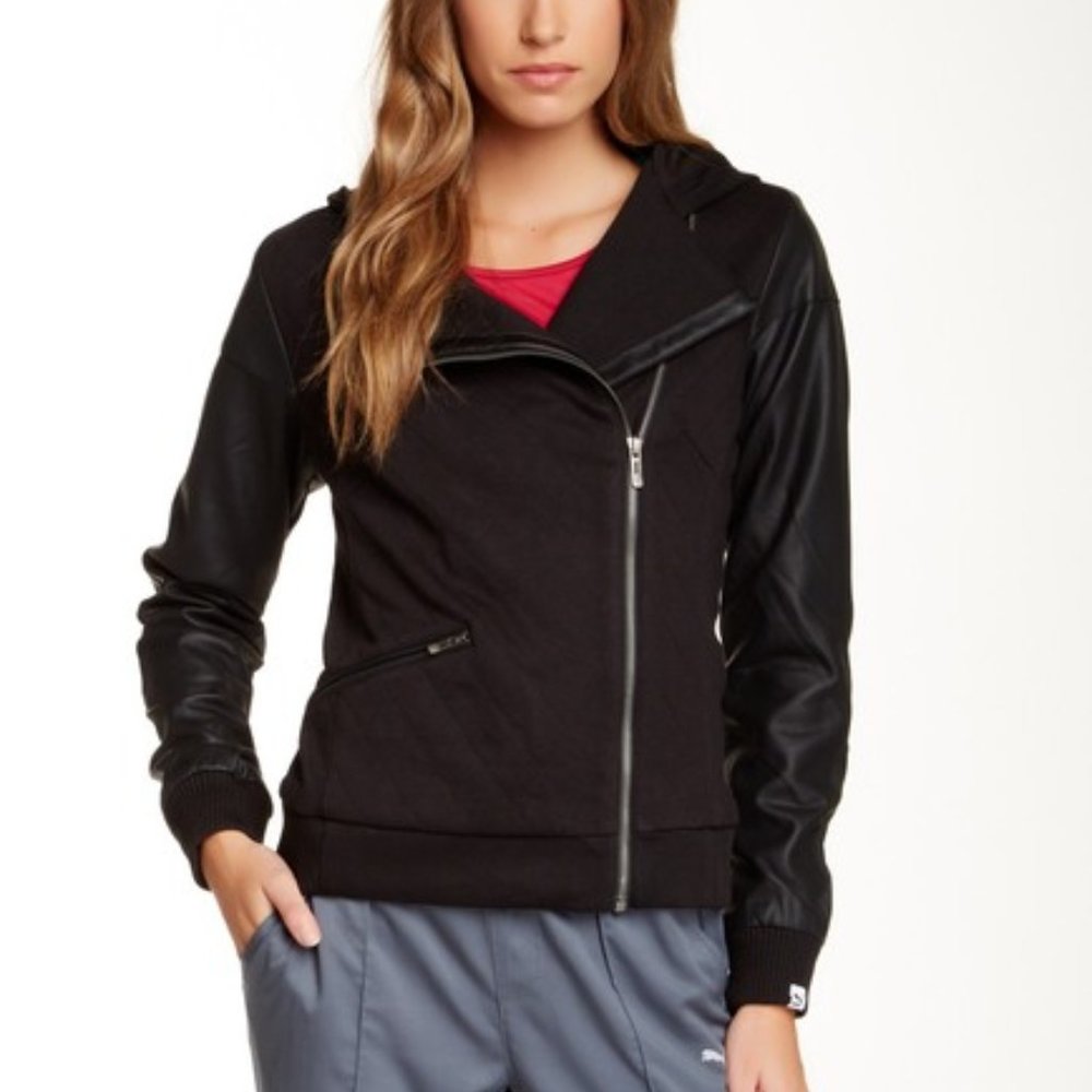 Puma Faux Leather Mixed Jacket; Barley Worn - Gem